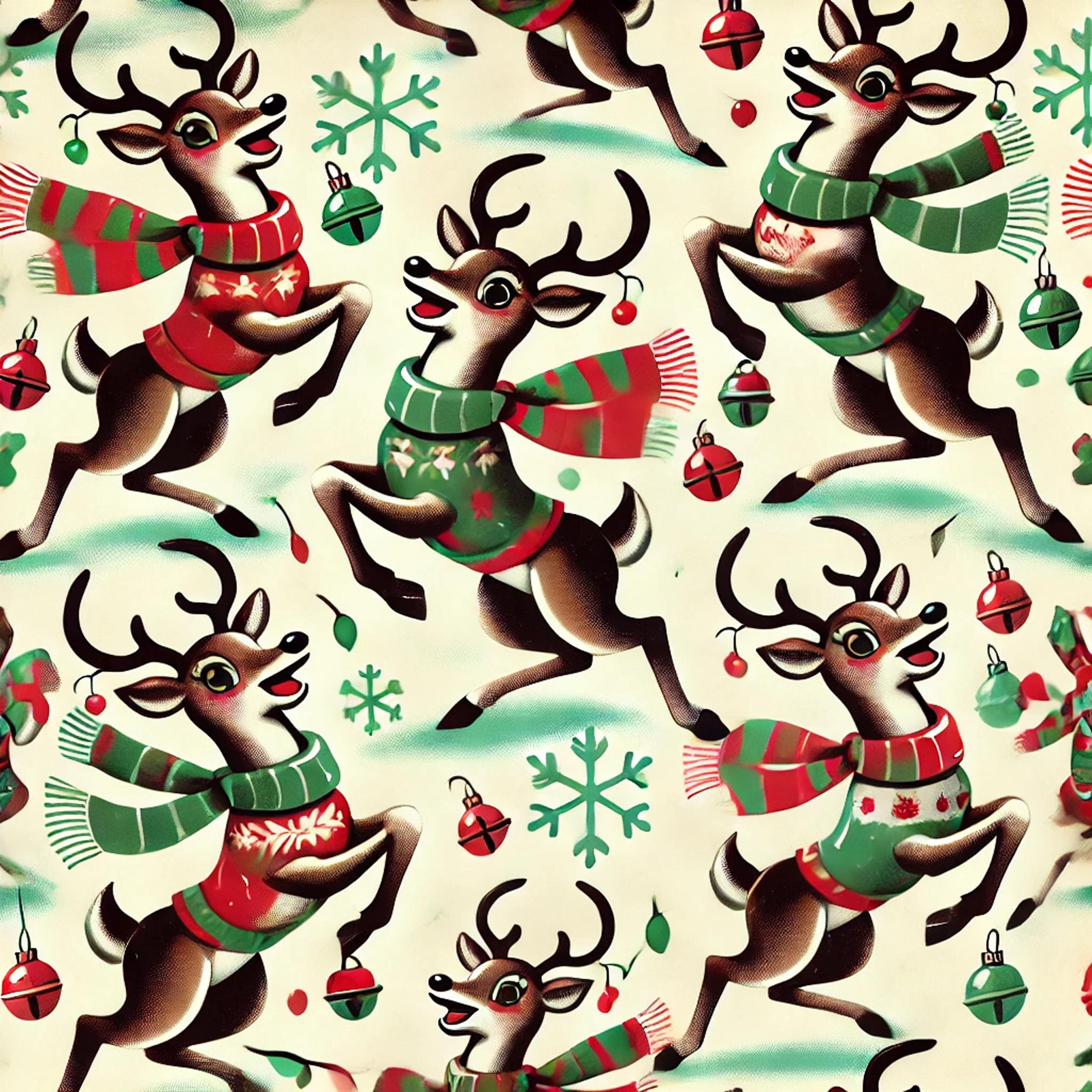Retro Christmas Seamless Patterns: 1950s Holiday Designs (digital ...