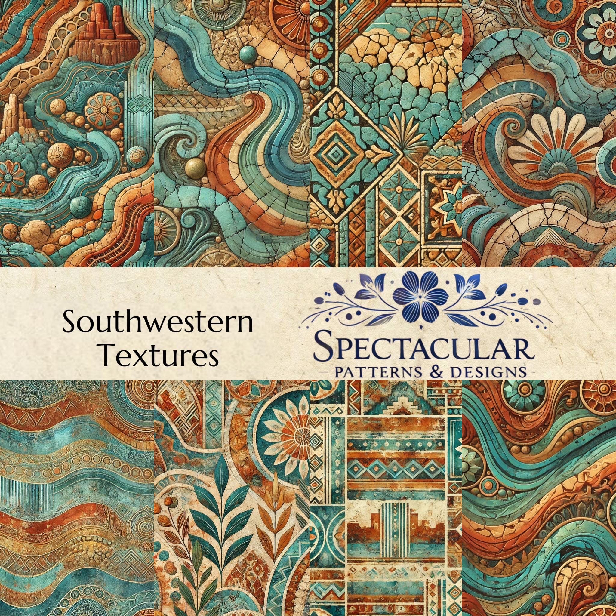 Southwestern Textures 12 Pack Art Seamless Patterns in Rich Rust ...