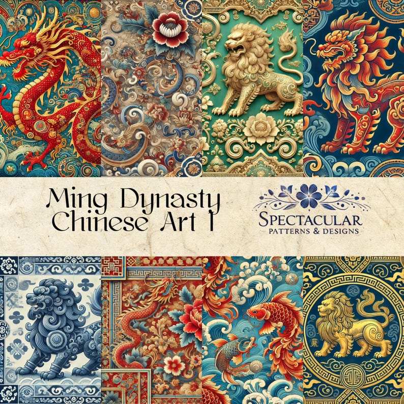 Fine Art Chinese Ming Dynasty Seamless Patterns Timeless Oriental ...