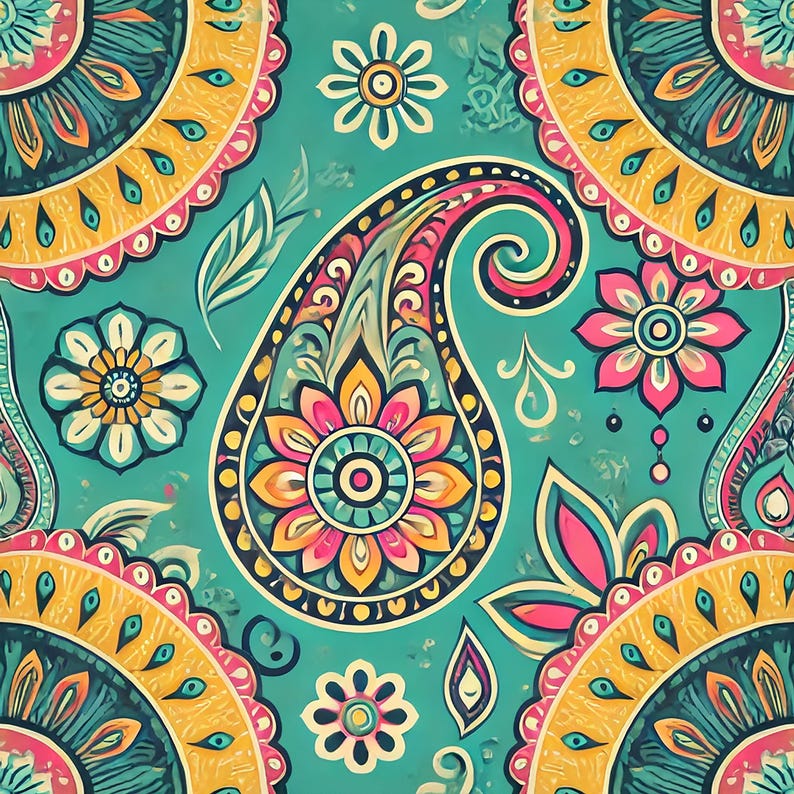 Indian Summer Pattern Pack: Vibrant Paisley & Mandala Designs (digital ...