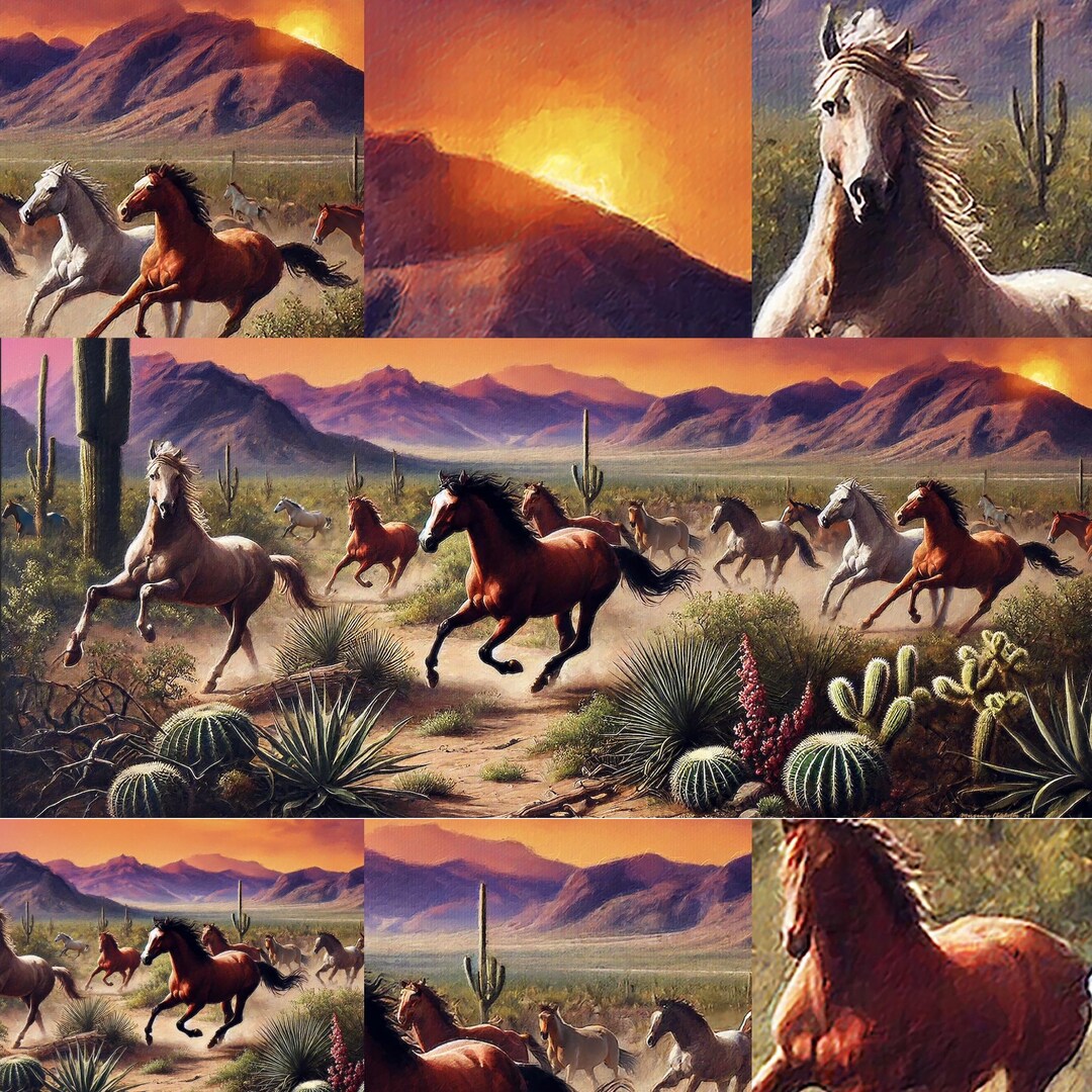 Sonoran Desert Wild Horses Fine Art Print: Southwest Landscape (digital ...
