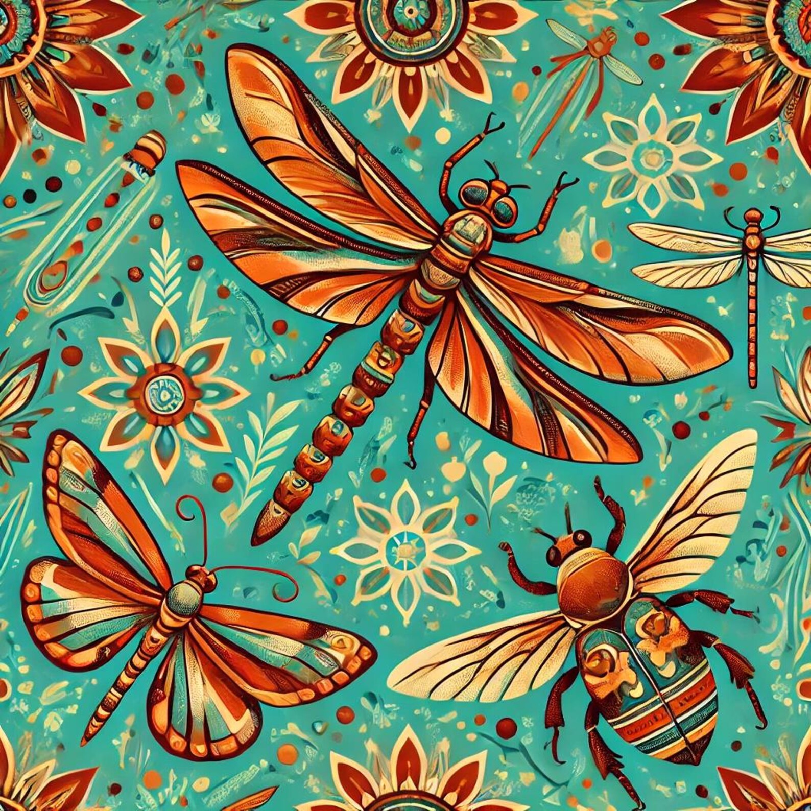 Southwestern Rust & Turquoise Textures: 12 Seamless Art Patterns ...