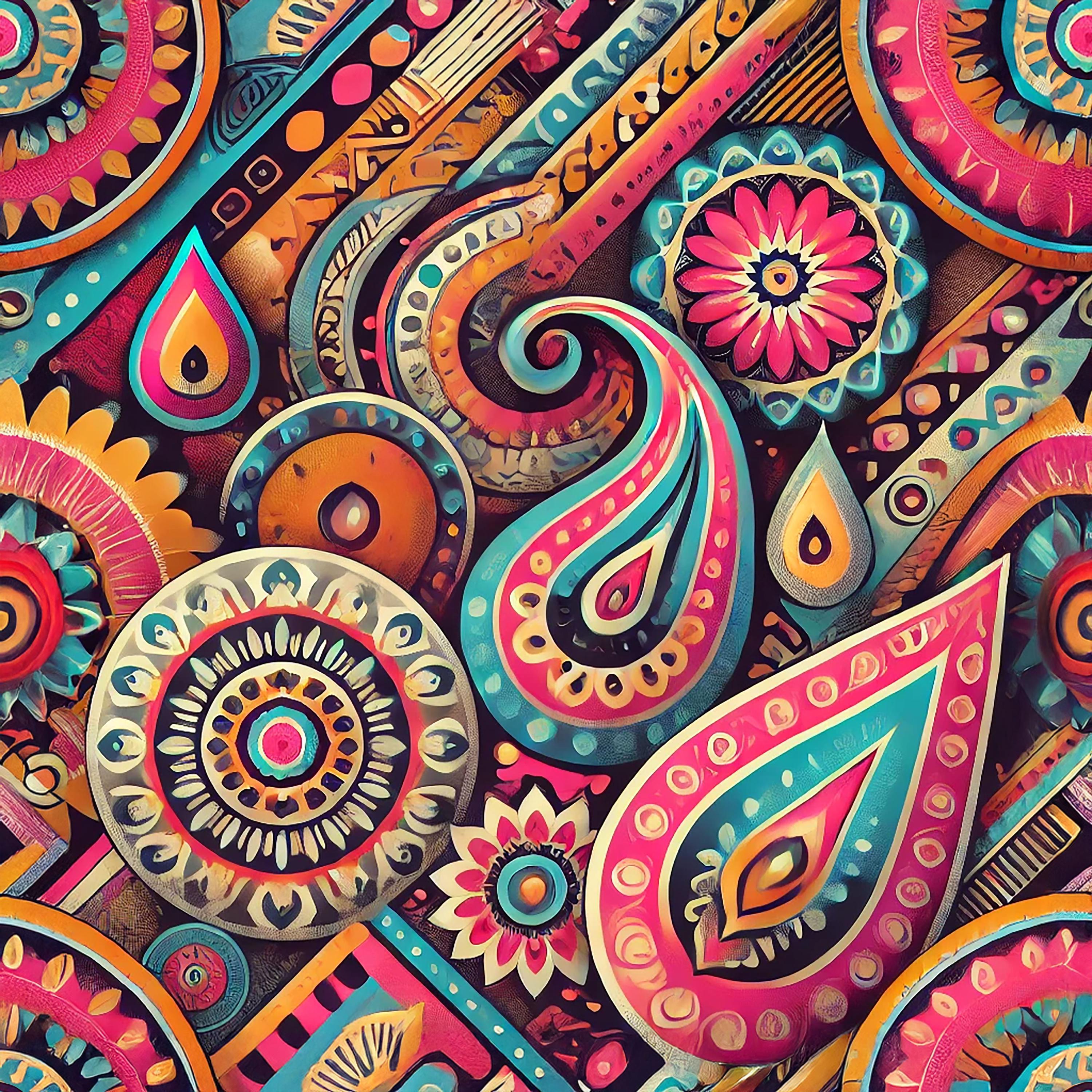 Indian Summer Pattern Pack: Vibrant Paisley & Mandala Designs (digital ...