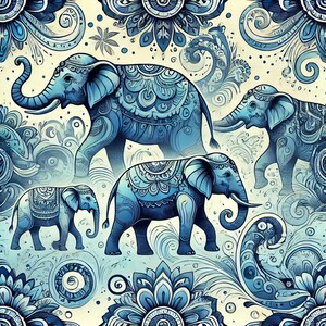 Indian Elephant Art Seamless Patterns: Kalamkari Designs (digital ...