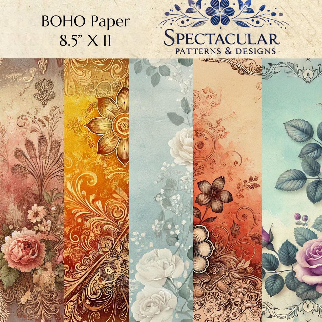Boho Floral Writing Paper: Vintage Antique Designs (digital Paper) - Etsy