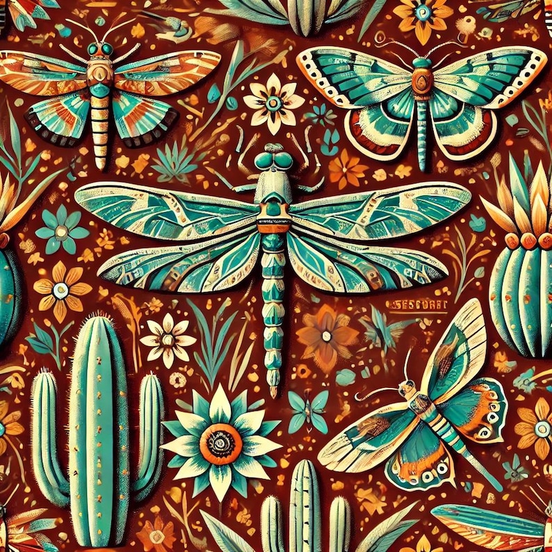 Southwestern Rust & Turquoise Textures: 12 Seamless Art Patterns ...