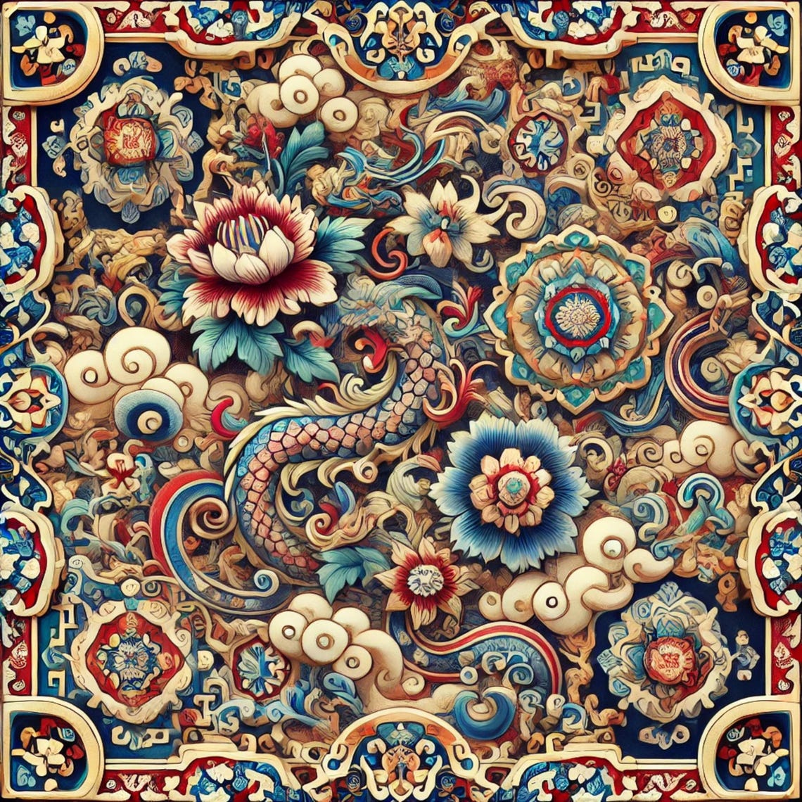 Fine Art Chinese Ming Dynasty Seamless Patterns Timeless Oriental ...