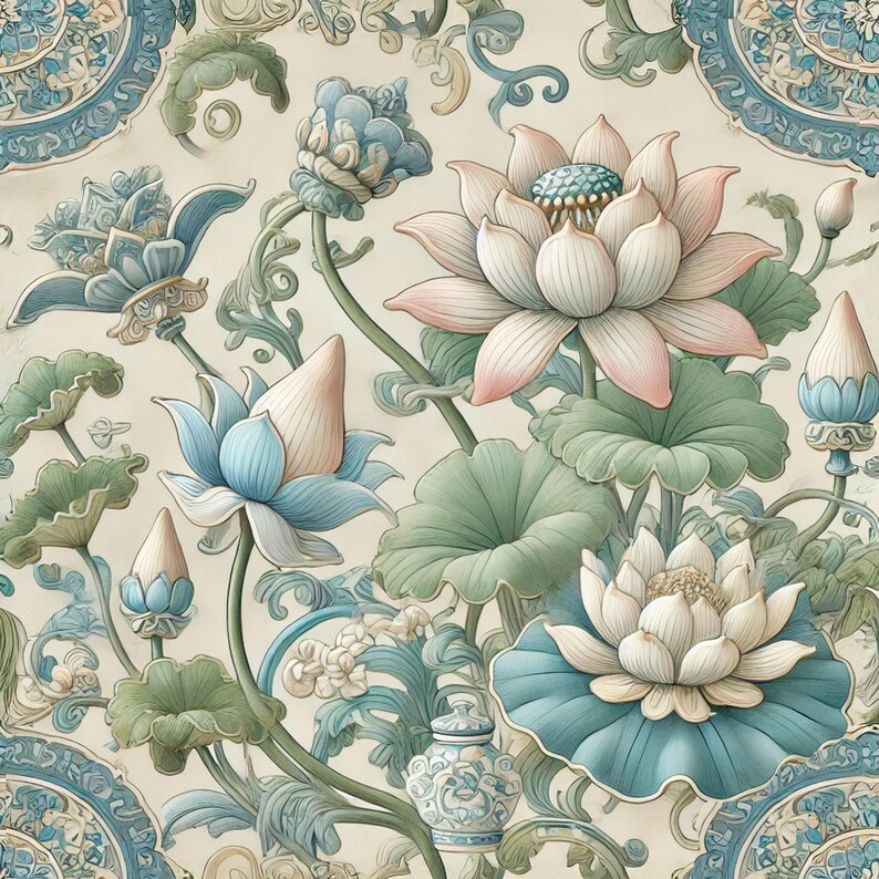 Song Dynasty Chinese Seamless Patterns: Nature & Ceramics (digital ...