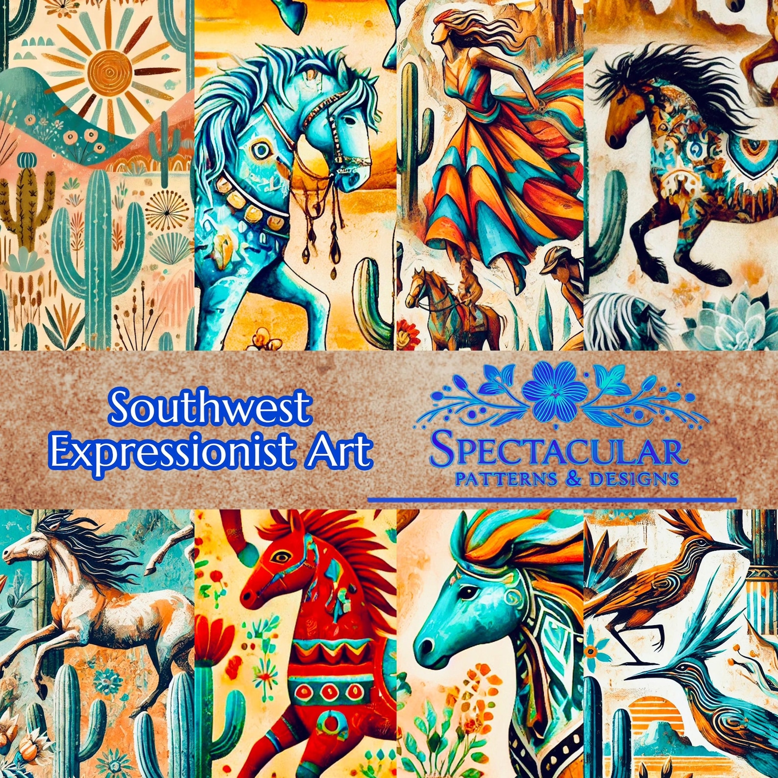 24 Southwestern Expressionism Seamless Patterns - Vibrant Designs for ...