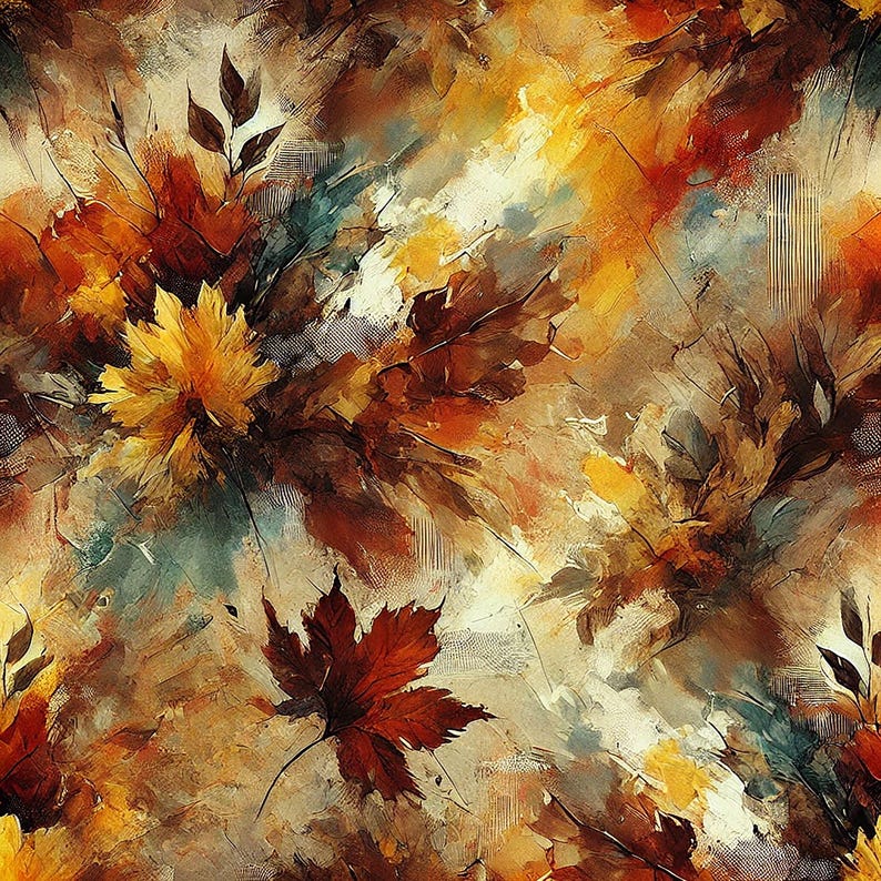 Fall Watercolor Patterns: Abstract Autumn Leaves, Seamless Designs ...