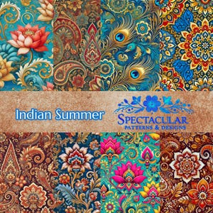 Indian Summer Pattern Pack: Vibrant Paisley & Mandala Designs (digital ...