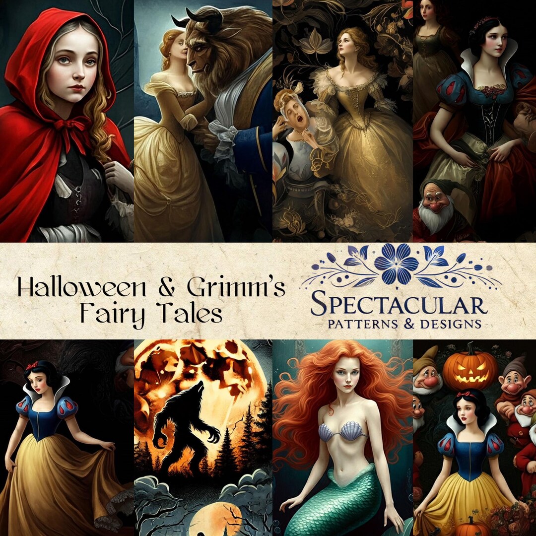 Grimm Fairy Tale Seamless Patterns: Spooky Halloween Designs (digital ...