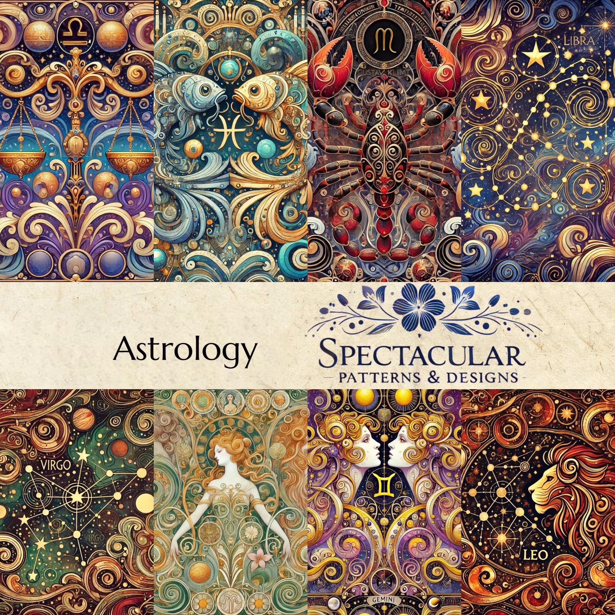 Zodiac Seamless Patterns: Ornate Astrological Art (digital Download) - Etsy