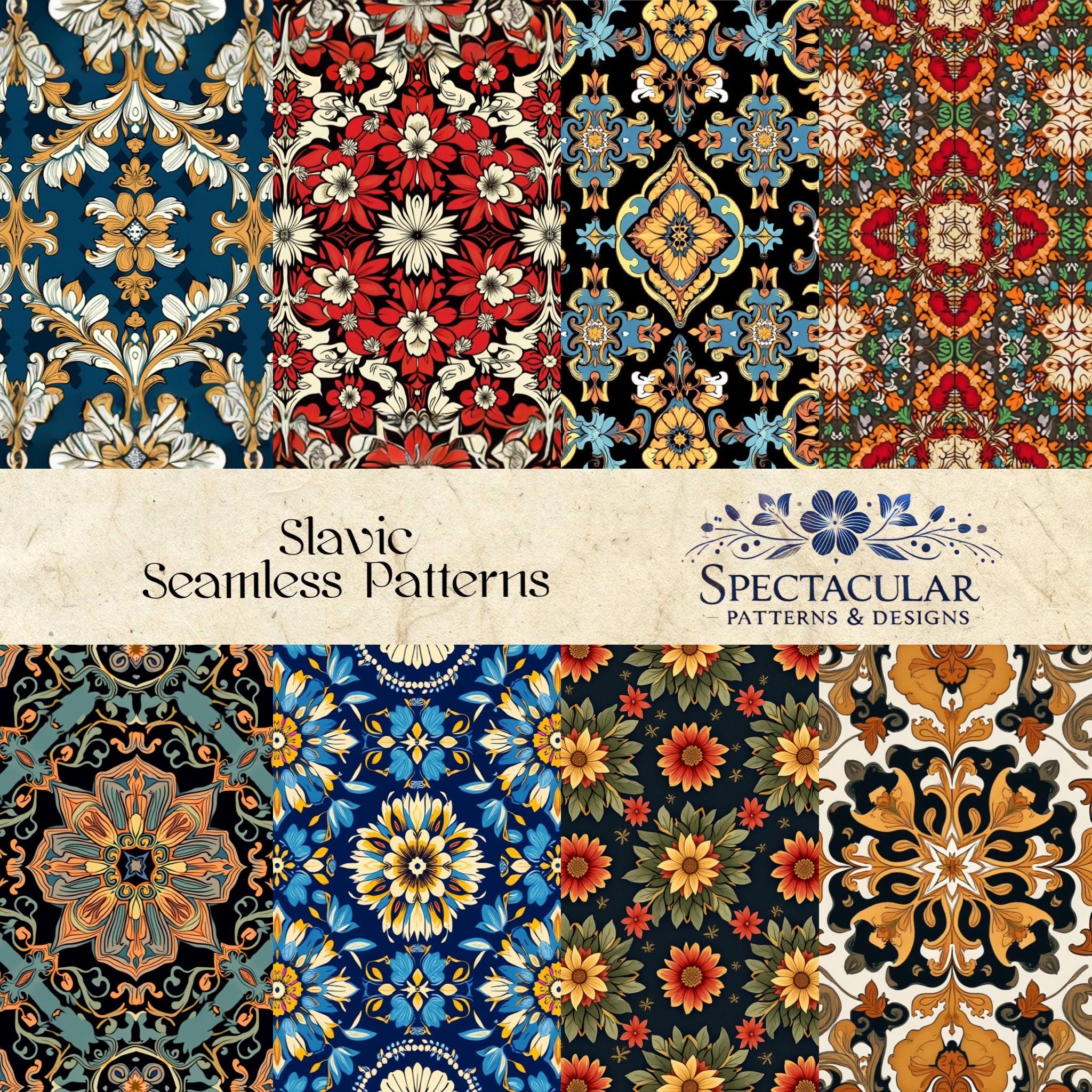 Slavic Folk Art Seamless Pattern Pack: 35 Traditional Designs (digital ...