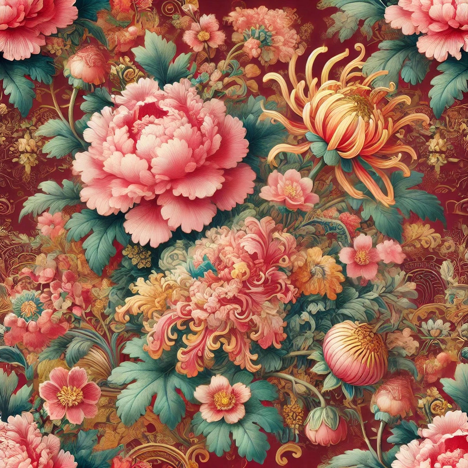 24 Qing Dynasty Seamless Patterns – Chinese Art - Floral, Cloisonné ...