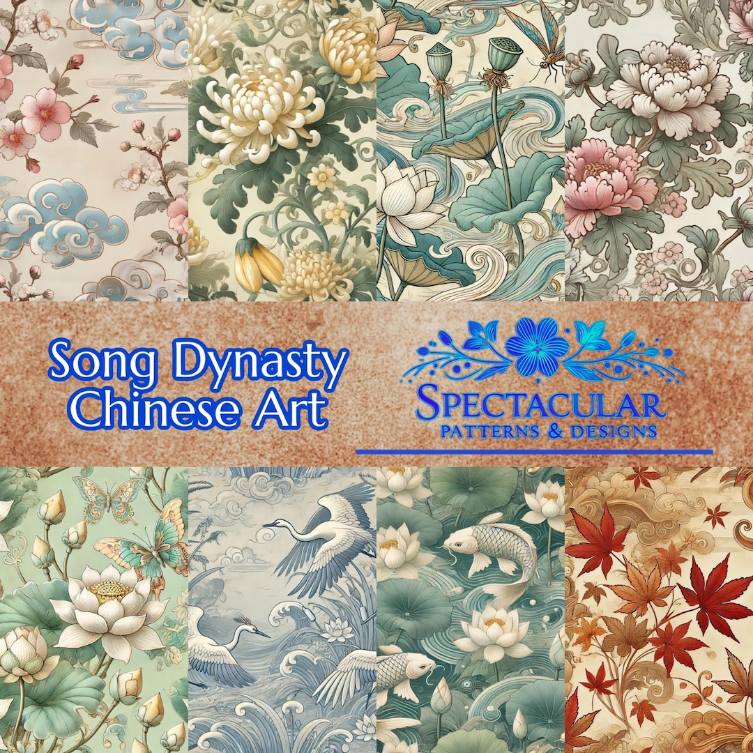 Song Dynasty Chinese Seamless Patterns: Nature & Ceramics (digital ...