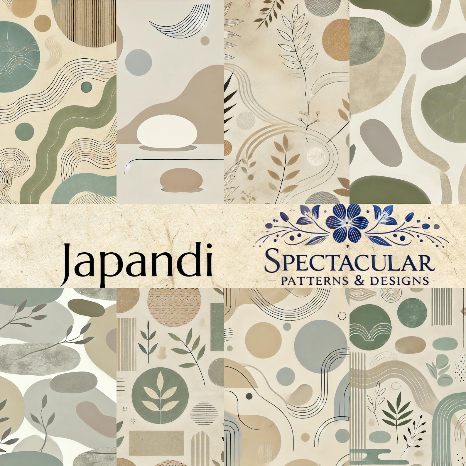 16 Japandi Inspired Seamless Patterns Minimalist Elegant Design Digital ...