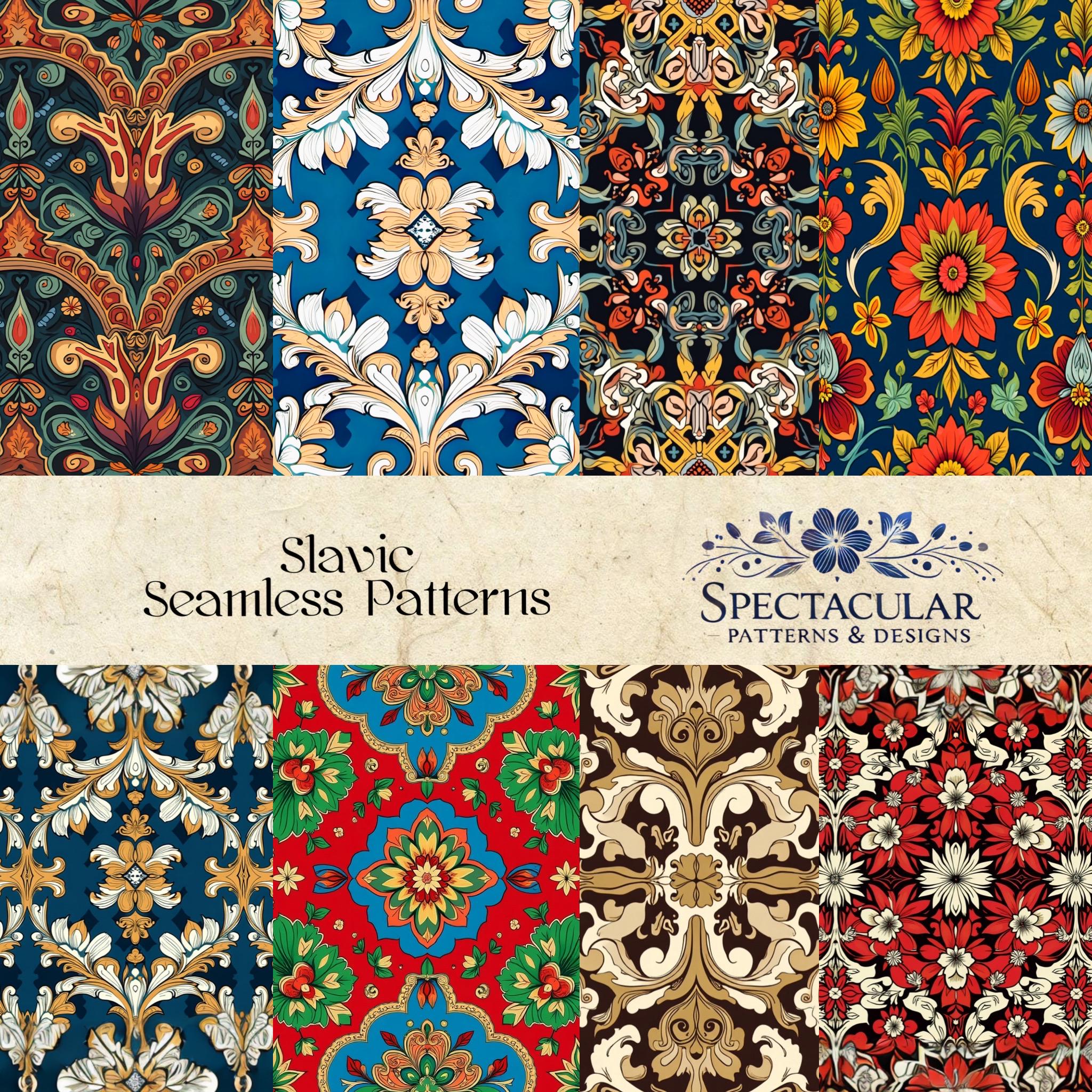Slavic Folk Art Seamless Pattern Pack: 35 Traditional Designs (digital ...