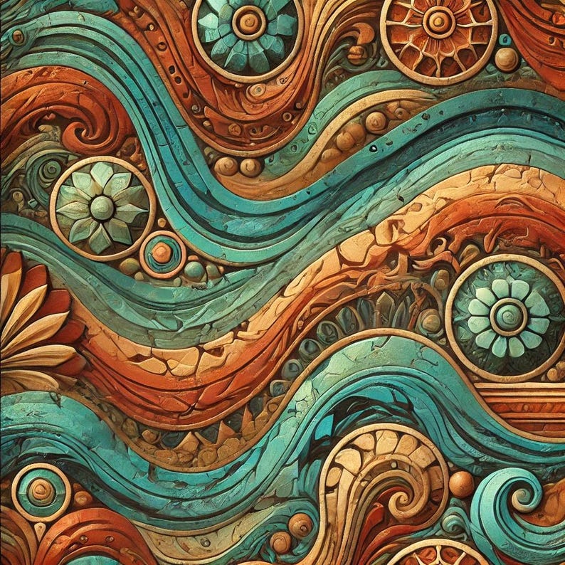 Southwestern Textures 12 Pack Art Seamless Patterns in Rich Rust ...