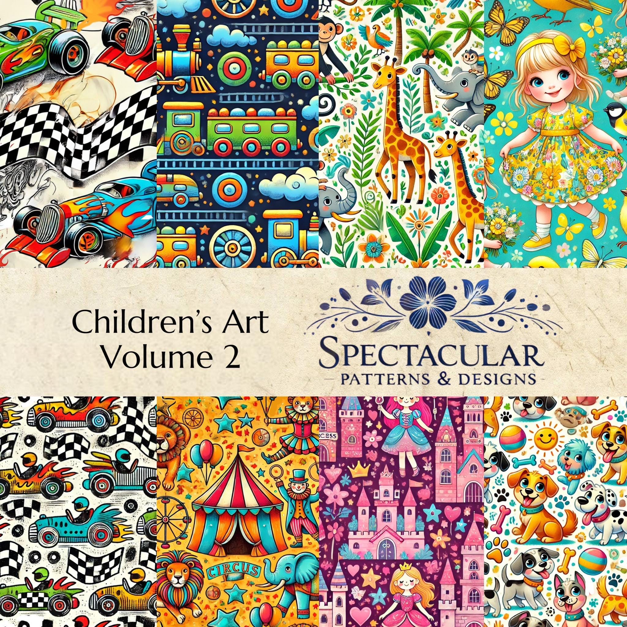 26 Children's Vibrant Art Playful Fun Seamless Patterns Pack – Instant ...