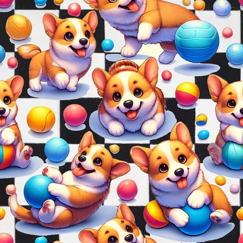 Cute Corgi Seamless Pattern Set – Digital Fabric Designs (22-piece) - Etsy