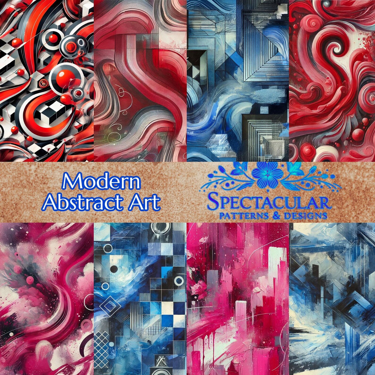 24 Modern Abstract Art Seamless Patterns Bold Dynamic Designs for ...