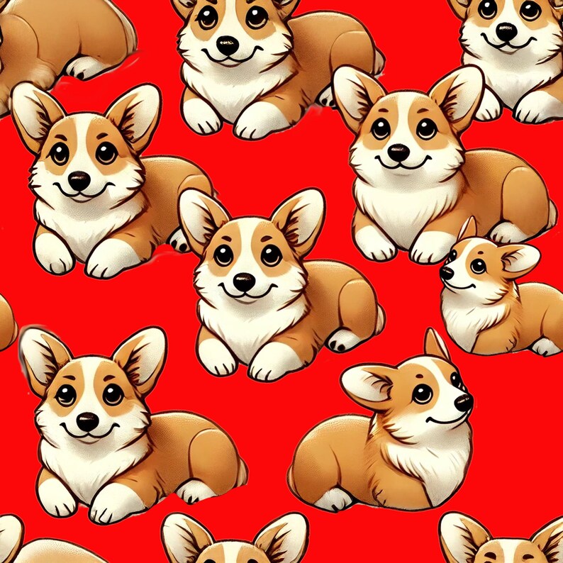 Cute Corgi Seamless Pattern Set – Digital Fabric Designs (22-piece) - Etsy
