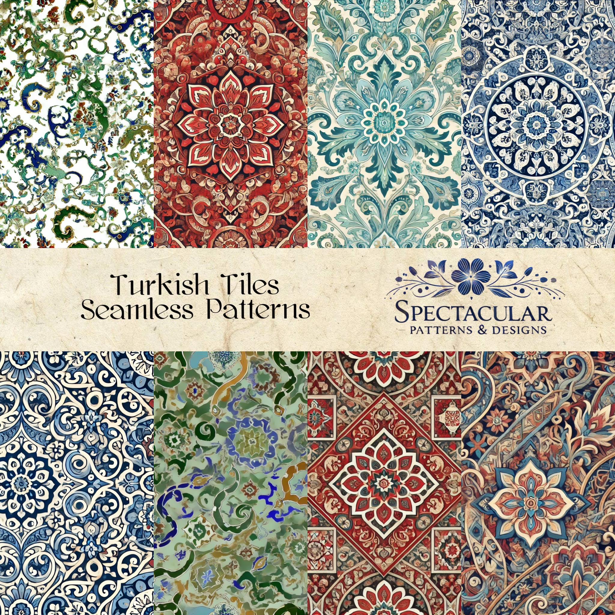 Turkish Tile Seamless Patterns: Ornate Designs (instant Download) - Etsy