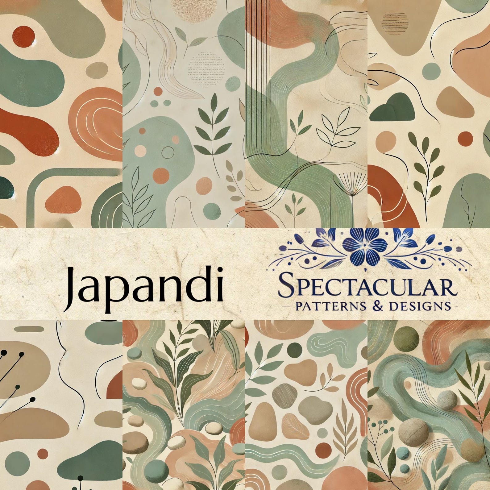 16 Japandi Inspired Seamless Patterns Minimalist Elegant Design Digital ...