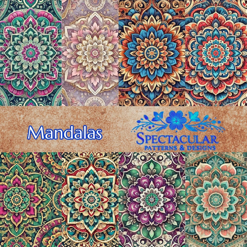 Seamless Mandala Patterns: Vibrant Floral Designs (digital Download) - Etsy