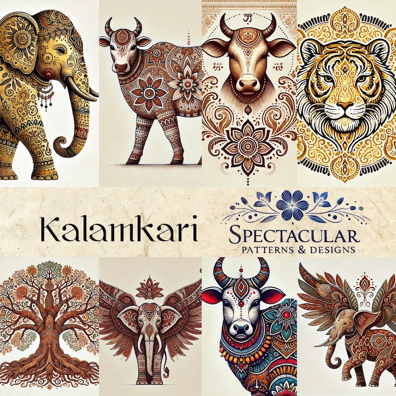 Kalamkari Seamless Pattern Collection: Deities, Animals, Mandalas ...