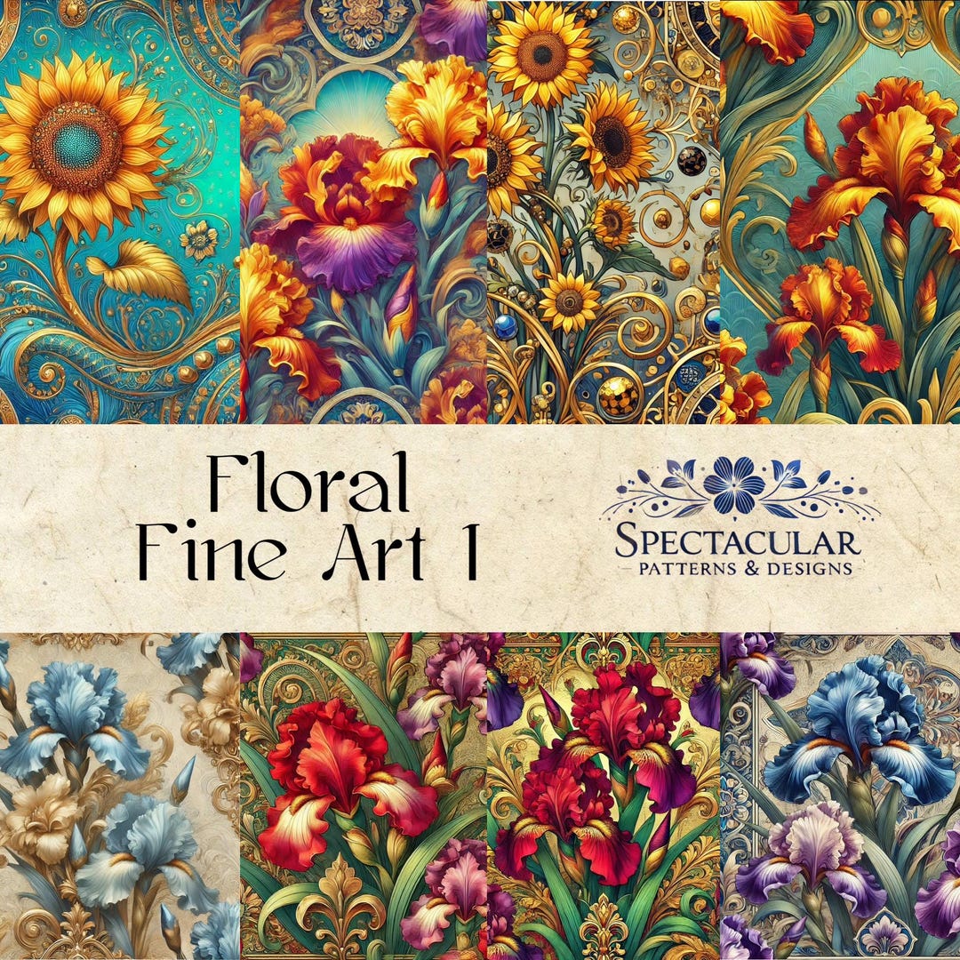 31 Fine Art Floral Seamless Patterns Collection, Elegant Botanical ...