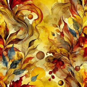 Fall Watercolor Patterns: Abstract Autumn Leaves, Seamless Designs ...
