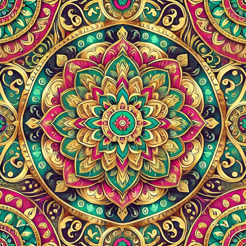Seamless Mandala Patterns: Vibrant Floral Designs (digital Download) - Etsy