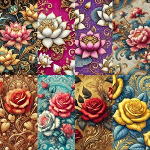 31 Fine Art Floral Seamless Patterns Collection, Elegant Botanical ...