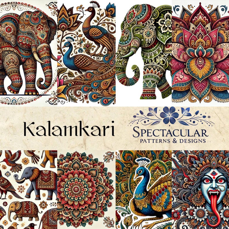 Kalamkari Seamless Pattern Collection: Deities, Animals, Mandalas ...