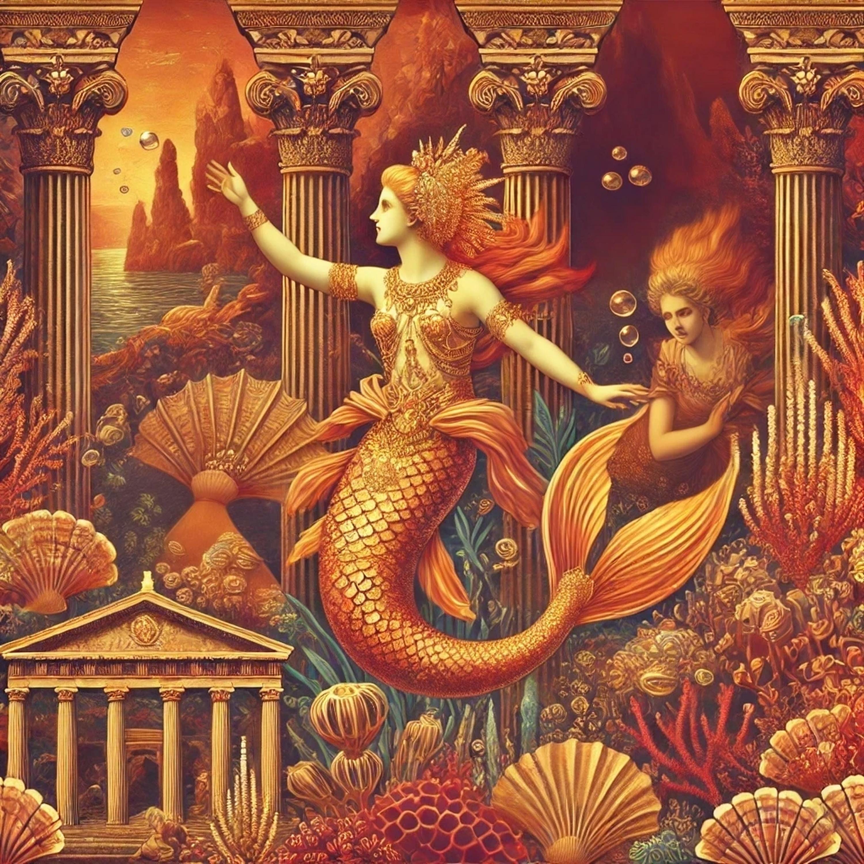 28 Mermaids of Atlantis Art Seamless Patterns Vibrant Digital Designs for Crafts POD ...