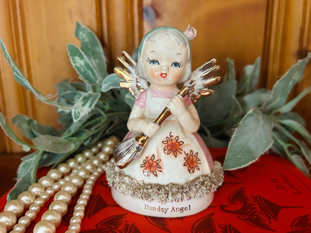 Vintage Monday Angel by Nippon Yoko Boeki, Spaghetti Trim Angel of ...