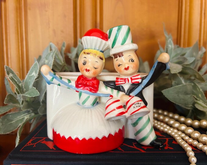 RARE HTF Relpo Candy Land Sweet Shoppe Couple Christmas Planter, Relpo ...