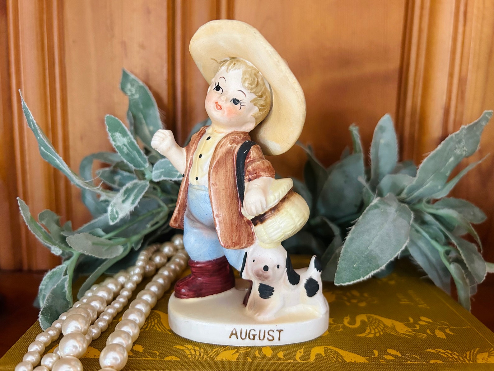 Vintage Lefton Japan August Boy Figurine, Lefton Fishing Boy With ...