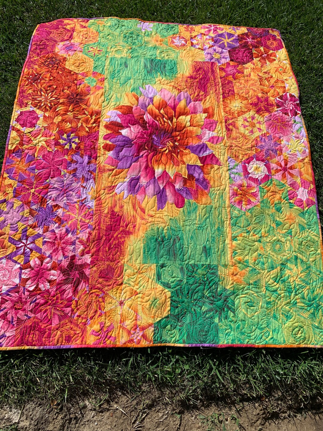 Floral Panel One Block Wonder Quilt 66” X 52” - Etsy