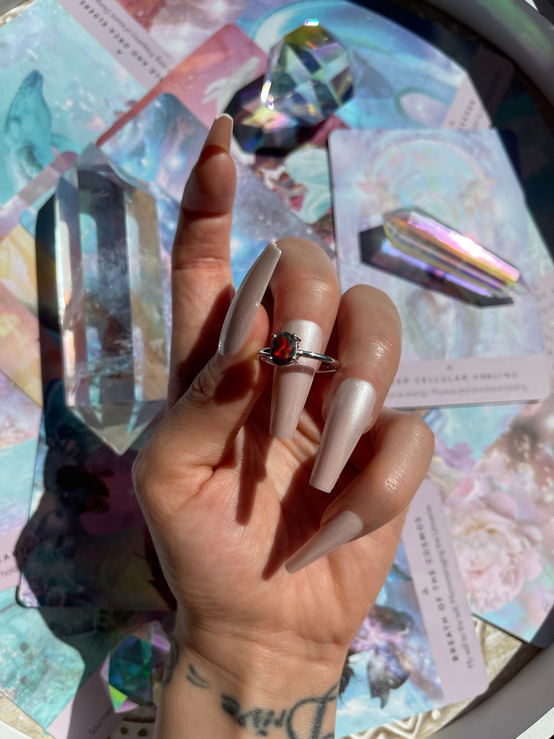 Bague Sertie Dune Opale Noire Australienne/ Australian Black Opal Ring ...