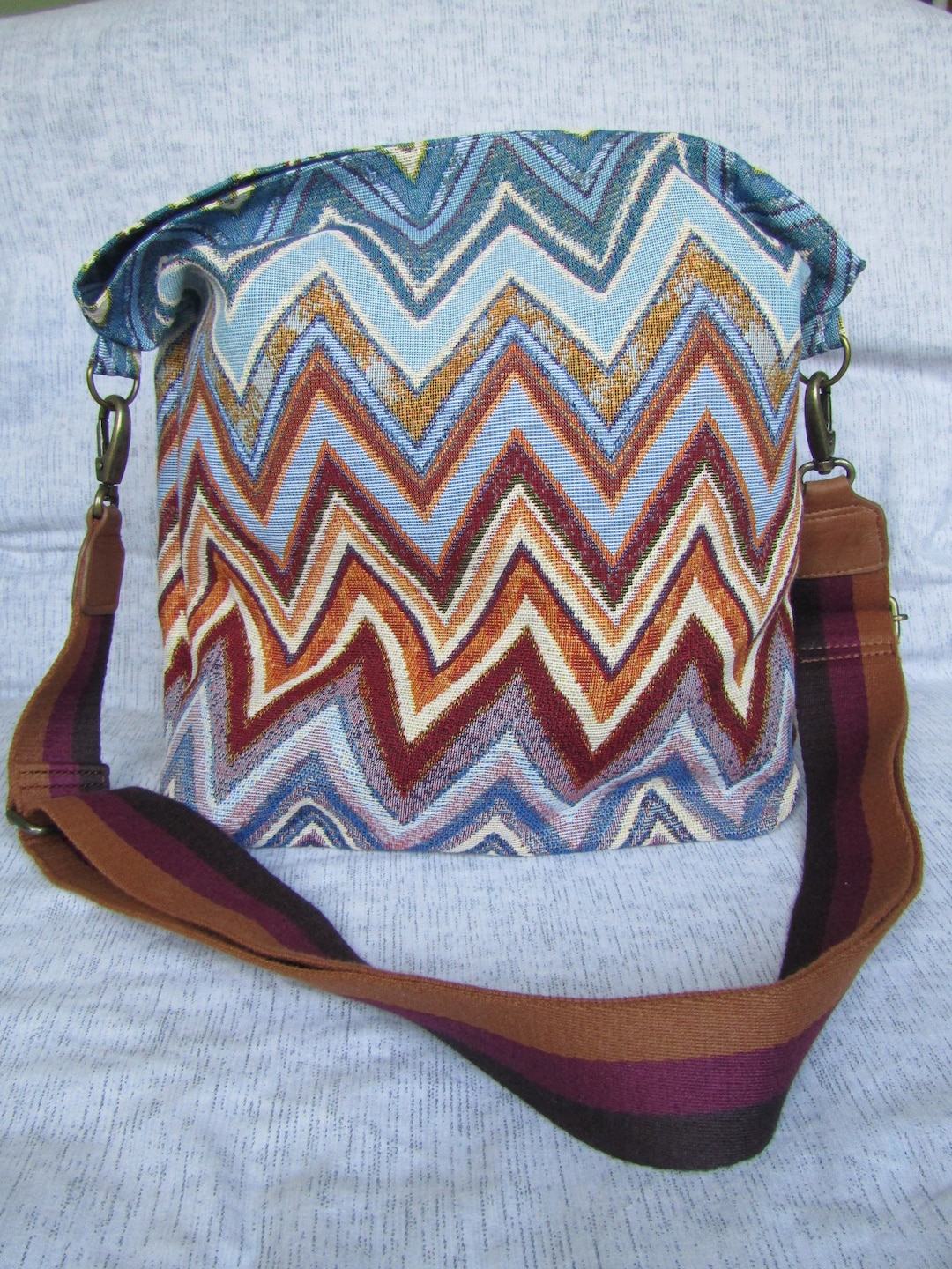 Handmade Tote/cross Body/book Bag Zig Zag - Etsy UK