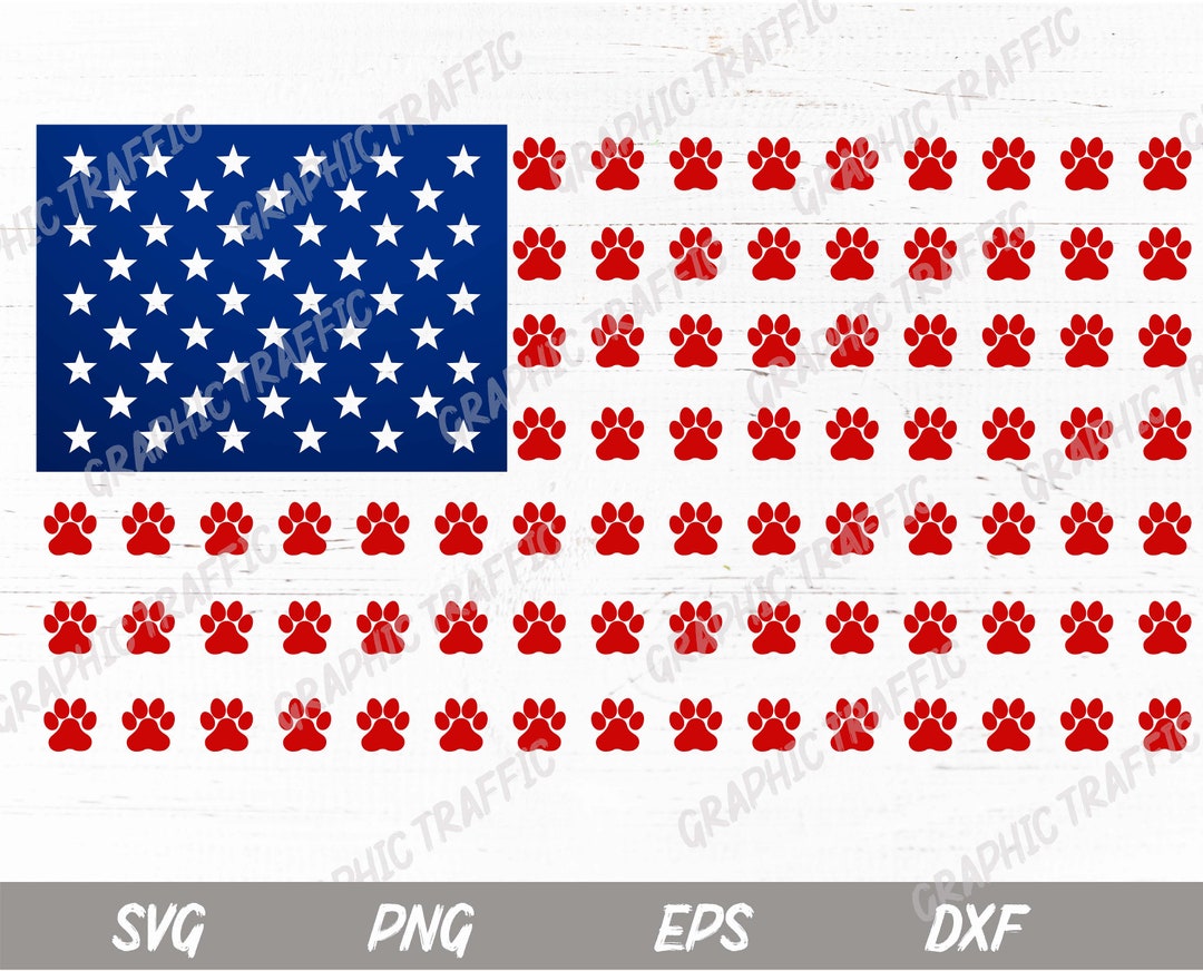 American Flag SVG Png Dxf Eps Svg File for Cricut Dog Paws Cut File for ...