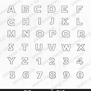 Outline Font - Alphabet - Outline Letters SVG File for Cricut -PNG ...