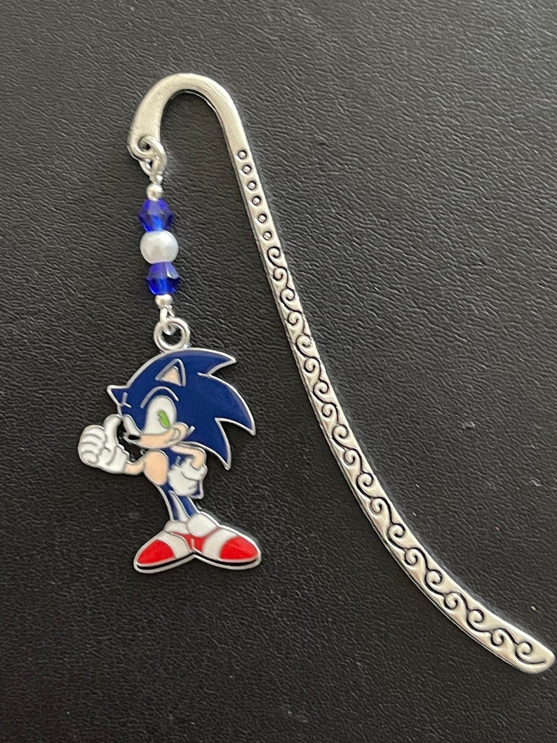 SONIC HEDGEHOG BOOKMARK Tibetan Silver Enamel Charm With Glass Beading ...