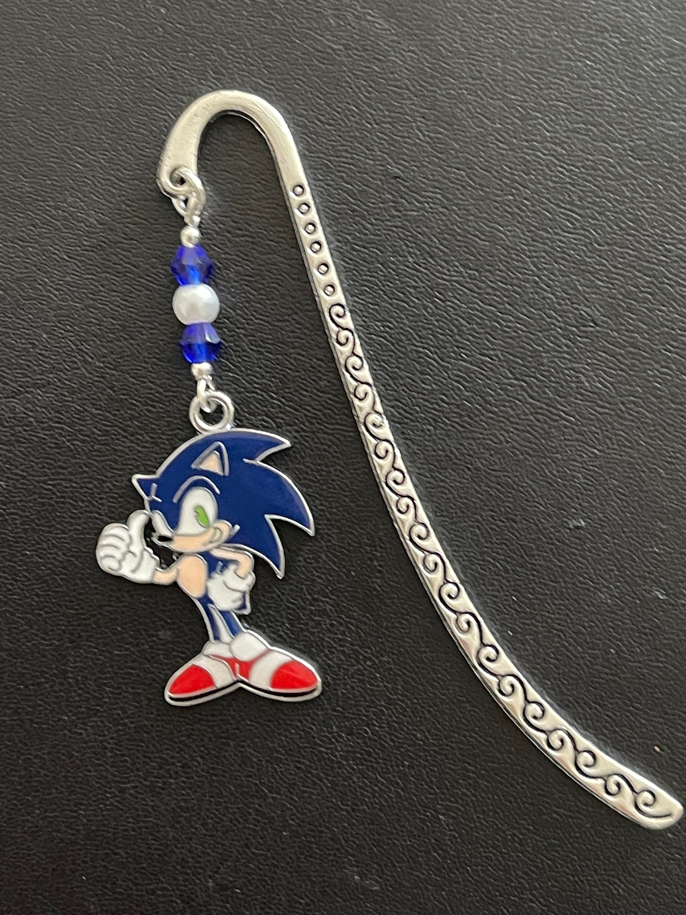 SONIC HEDGEHOG BOOKMARK Tibetan Silver Enamel Charm With Glass Beading ...