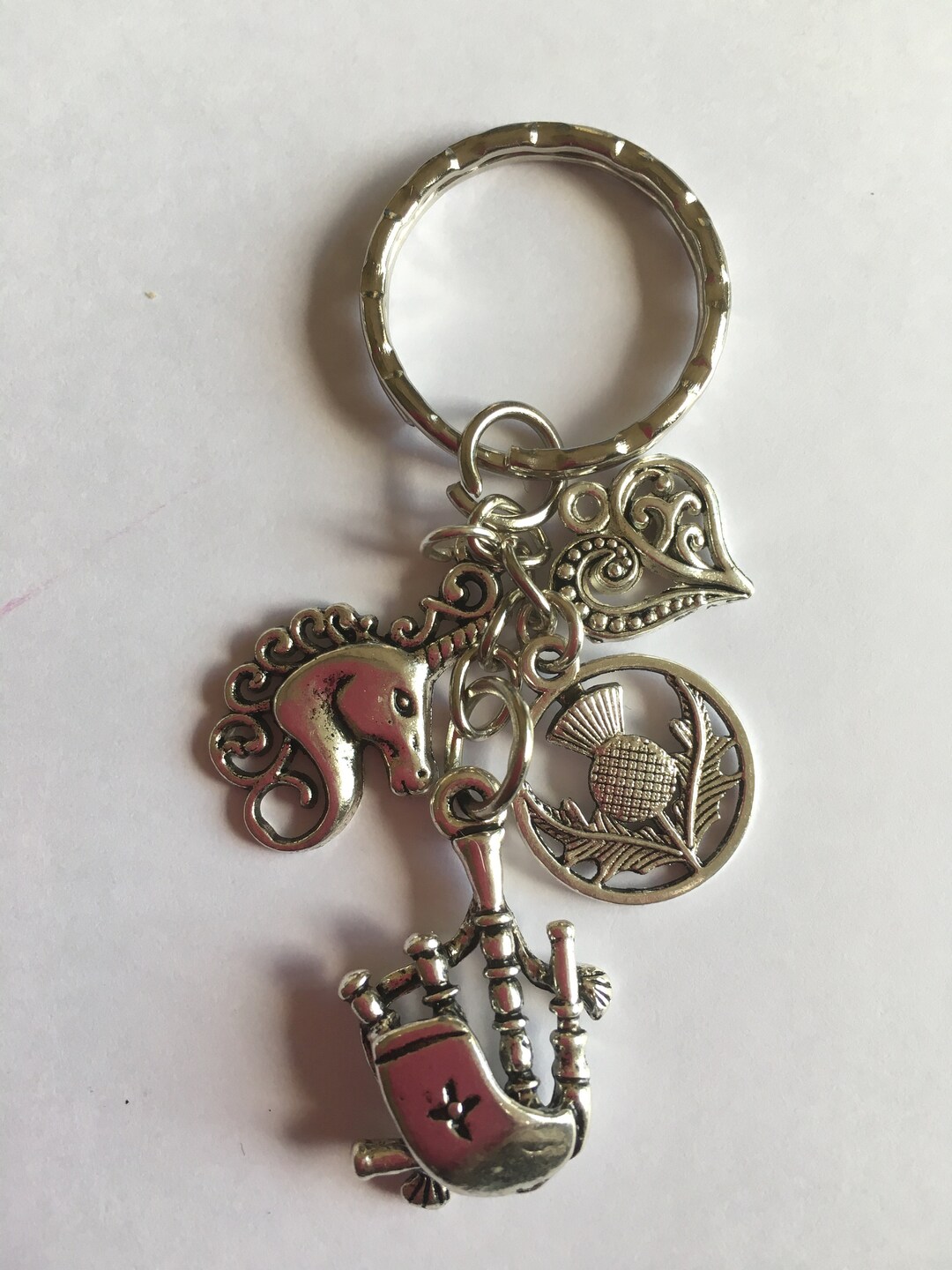 Scotland Key Ring: Bagpipe, Thistle & Unicorn Charms (gift Bag) - Etsy
