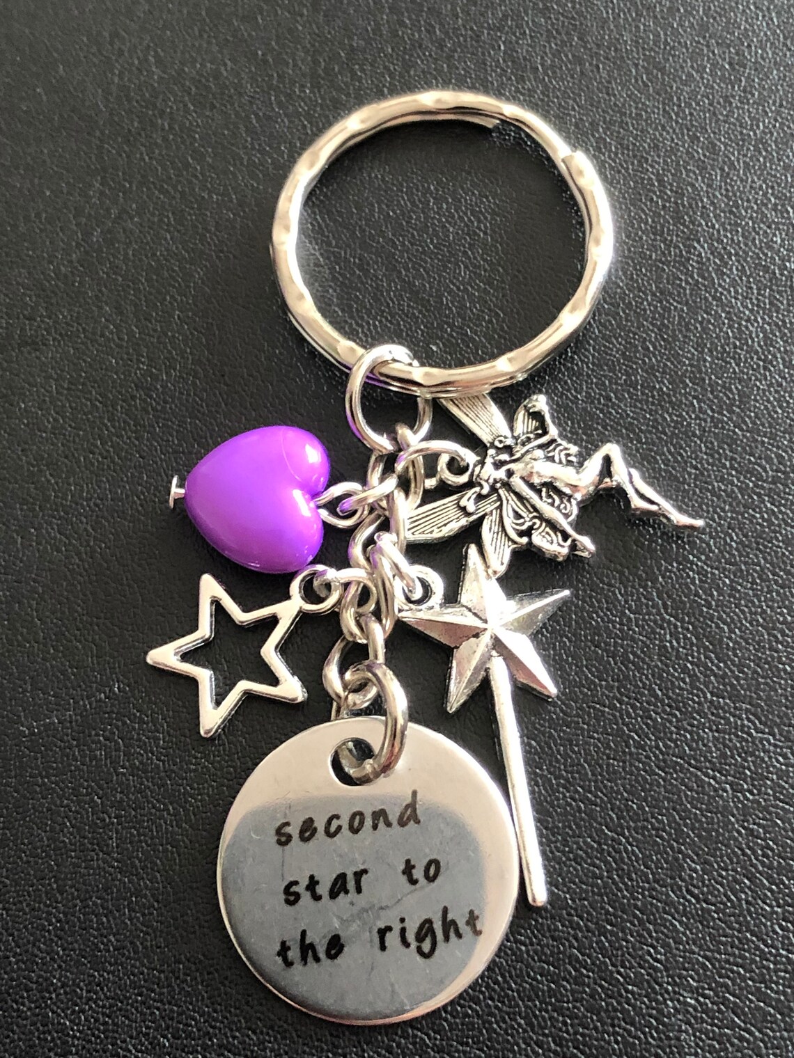 PETER PAN 'second Star to the Right Key Ring Bag Tibetan Silver Charms ...