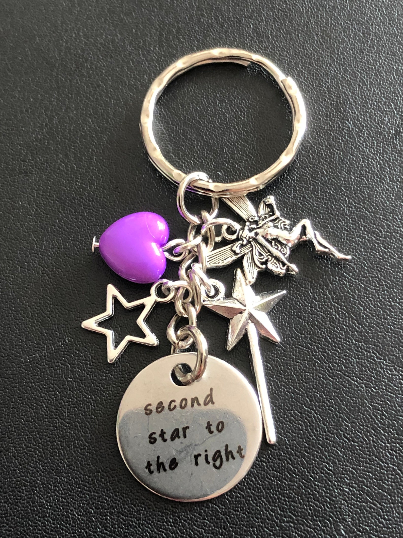 PETER PAN 'second Star to the Right Key Ring Bag Tibetan Silver Charms ...